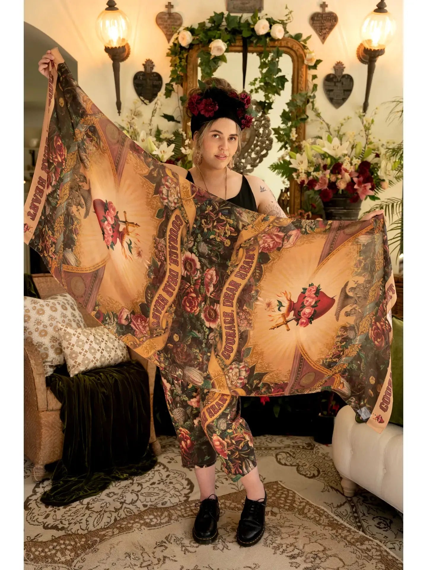 Market of stars Courage Dear Heart Bohemian Bamboo Scarf with Sacred H ...