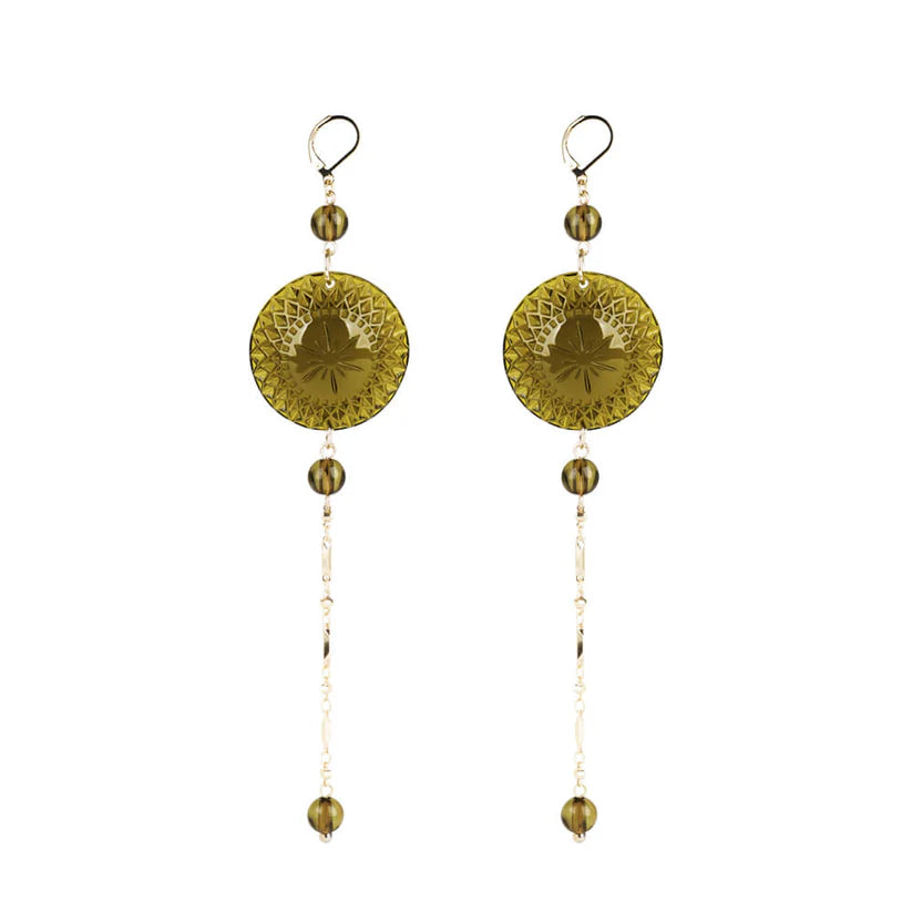 Pre Order Douglaspoon Long String Disc Earrings Olive – Stay Wild ...